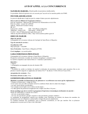 Remplissable En Ligne AVIS DAPPEL A LA CONCURRENCE Fax Email Imprimer - pdfFiller