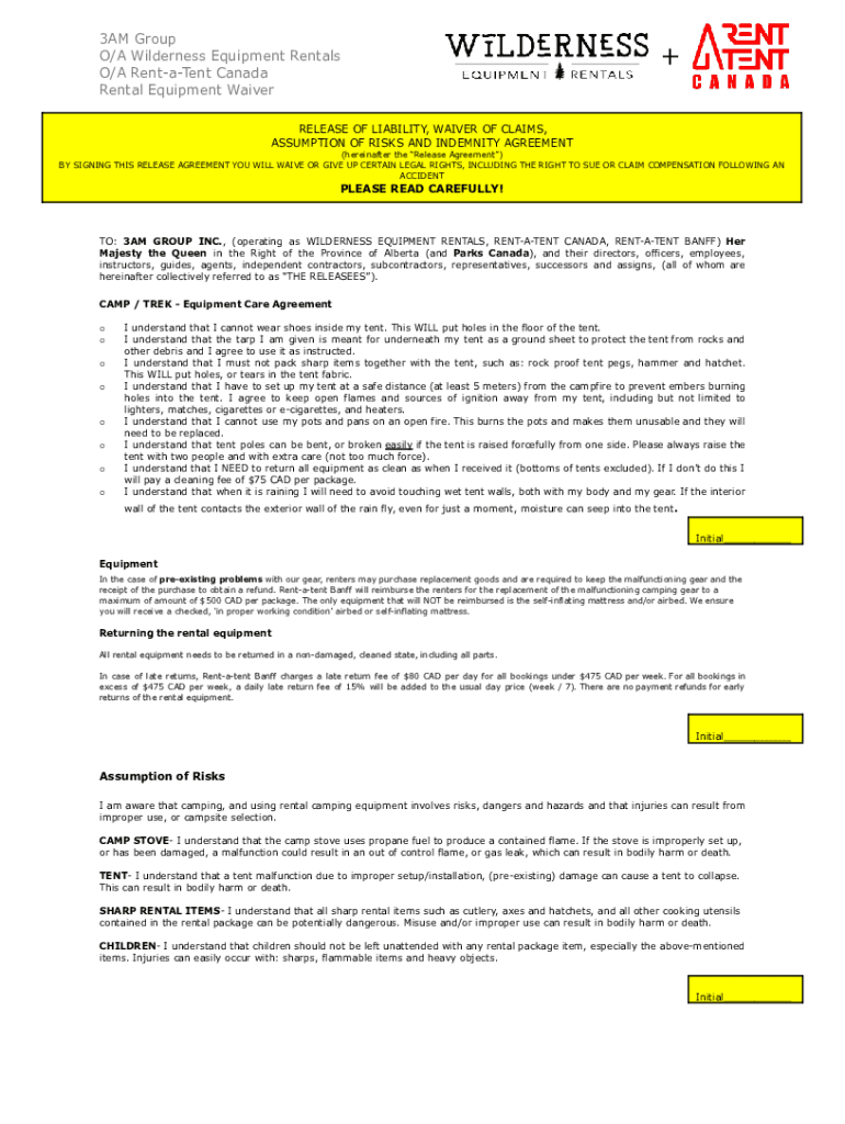 Fillable Online Assumption of Risk Agreement, Release of Liability and ...