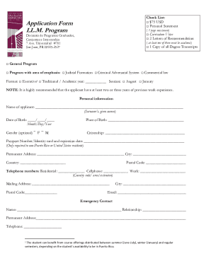 Fillable Online derecho uprrp Application Form LL.M. Program Fax Email Print - pdfFiller