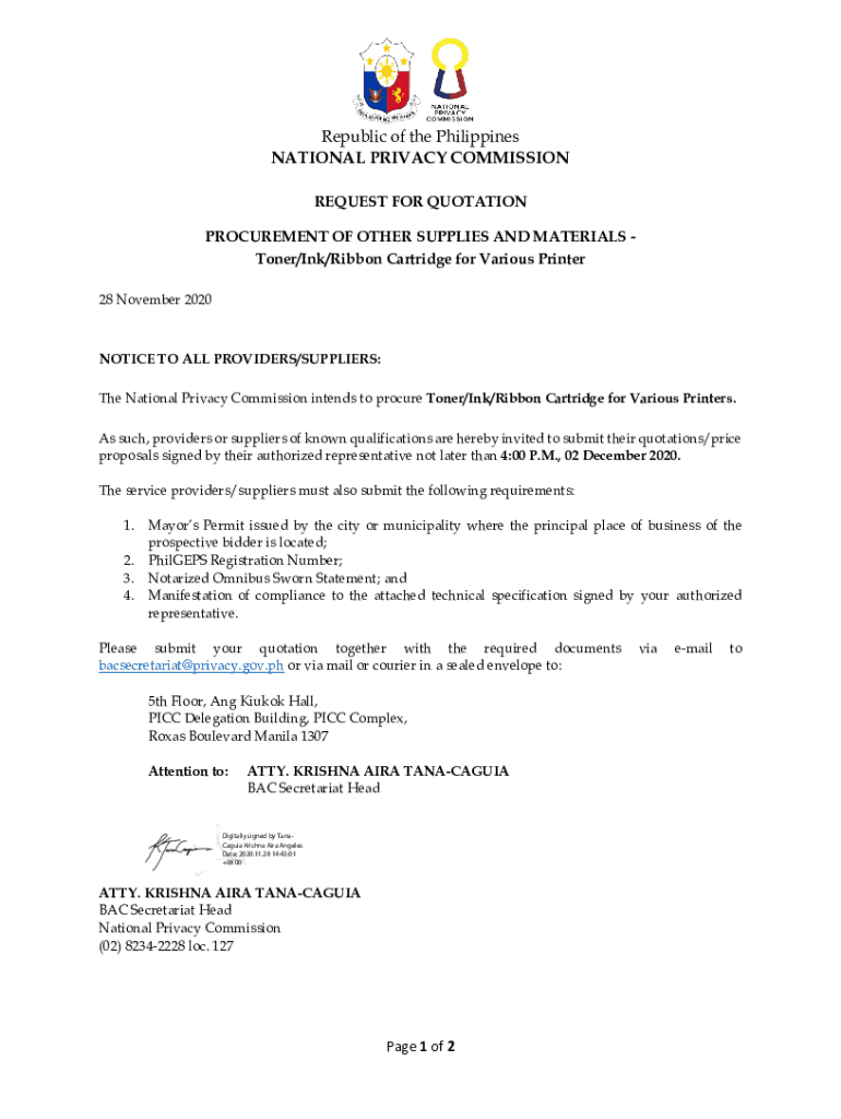 Fillable Online Procurement Notices - 63067 - RFQ - Supply and deliver of Tone Fax Email Print ...