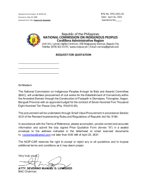 Fillable Online The National Commission on Indigenous Peoples through its Bids and Awards ...