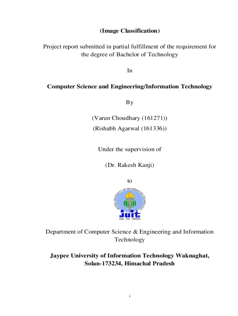 Fillable Online (Image Classification) Project report submitted in partial ... Fax Email Print ...