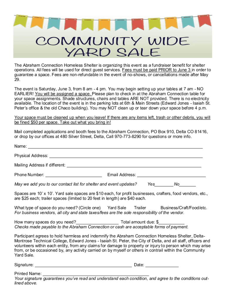 Fillable Online The Abraham Connection Shelter organizes this event as ...