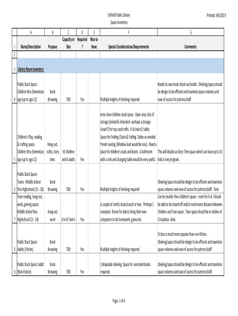 Fillable Online 20190830EPL Space Inventory Form.xlsx Fax Email Print ...
