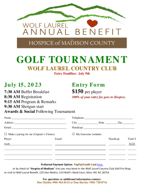 Fillable Online GOLF TOURNAMENT WOLF LAUREL COUNTRY CLUB Entry ... Fax ...