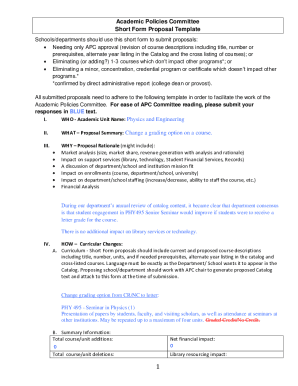 Fillable Online Academic Policies Committee Short Form Proposal ...