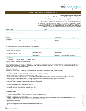 Fillable Online APPLICATION FORM - EQ Travel Lite Fax Email Print ...