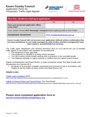 Temporary Traffic Signal Licence Application (Multi Way Lights) Doc ...