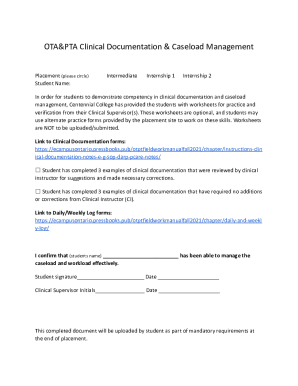 Fillable Online Clinical Documentation and Workload Measurement Form ...