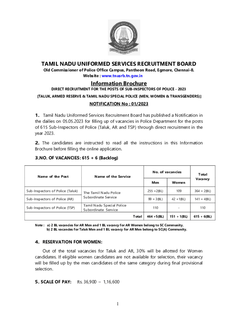 Fillable Online tnusrb tn gov Tamil Nadu Uniformed Services Recruitment ...