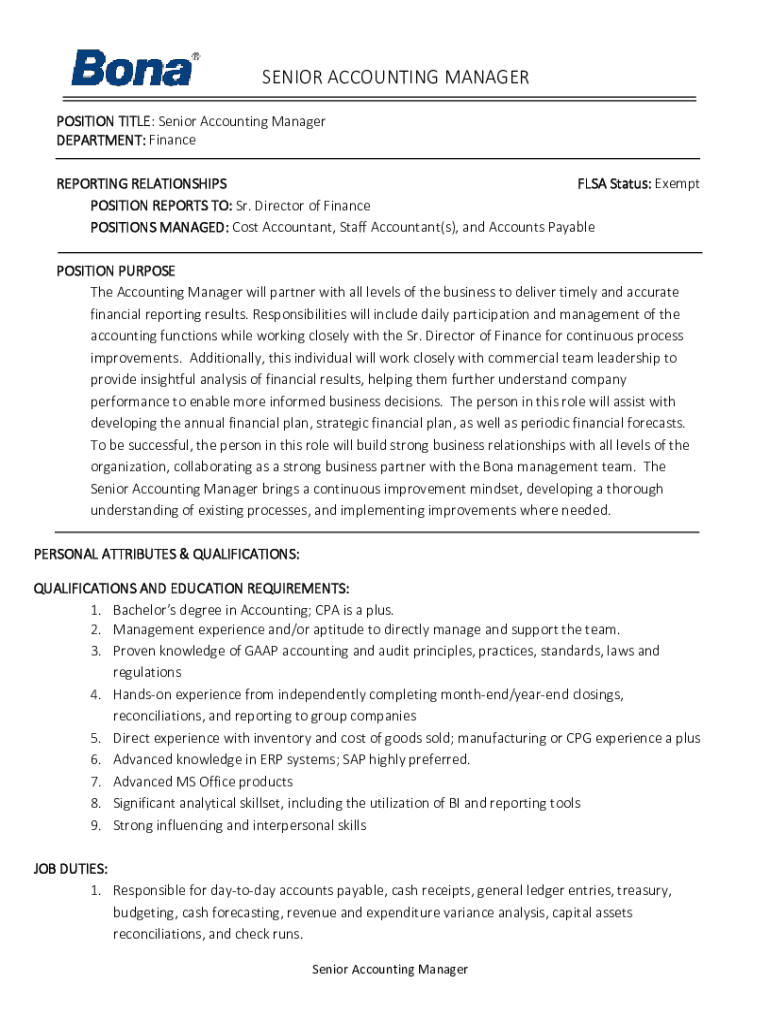Fillable Online Staff Accountant Department: Accounting Reports To ...