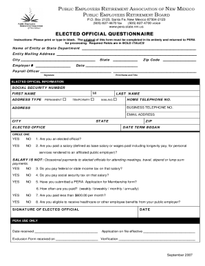 Fillable Online perass state nm Public Employees Retirement Association ...