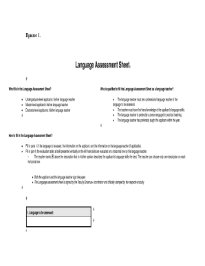 Fillable Online Language Assessment Sheet Fax Email Print - pdfFiller