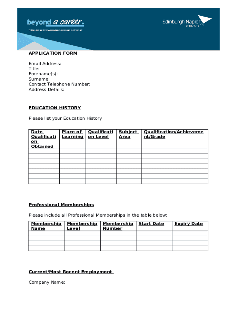 Application - Support - staff napier ac Doc Template | pdfFiller