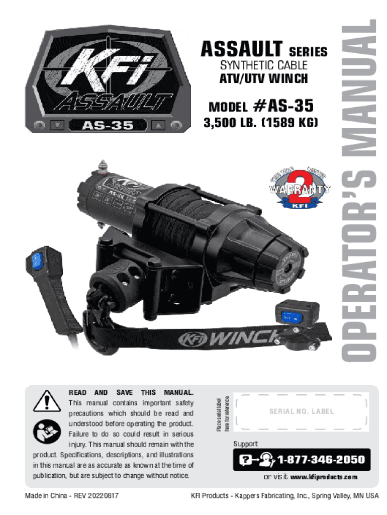 Fillable Online operator's manual - model #100794 9000 lb. (4082 kg ...