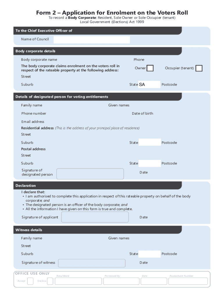 Fillable Online Form 2 - Local Government Act 1995, s. 4.32(2) Fax ...