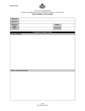 Fillable Online 1 of 2 POST-OBSERVATION FORM Fax Email Print - pdfFiller
