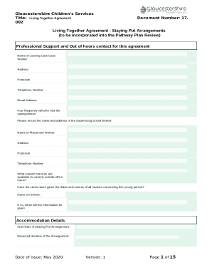 'Staying Put'Living Together Agreement Doc Template | pdfFiller