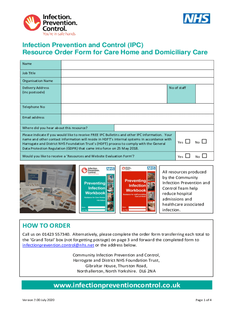Fillable Online IPC resources for Care Homes and Domiciliary Care Order ...
