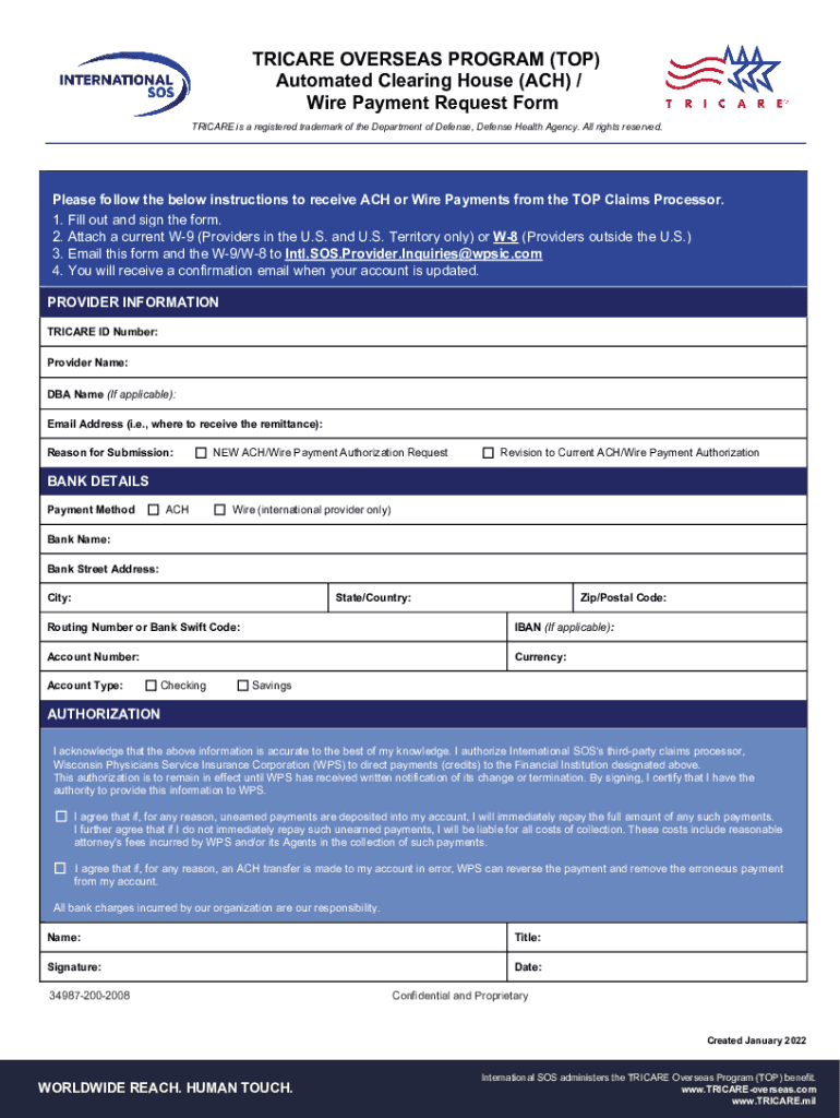 Fillable Online Automated Clearing House (ACH) / Wire Payment Request ...