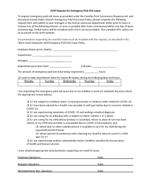 Fillable Online employee request for emergency paid sick leave Fax ...