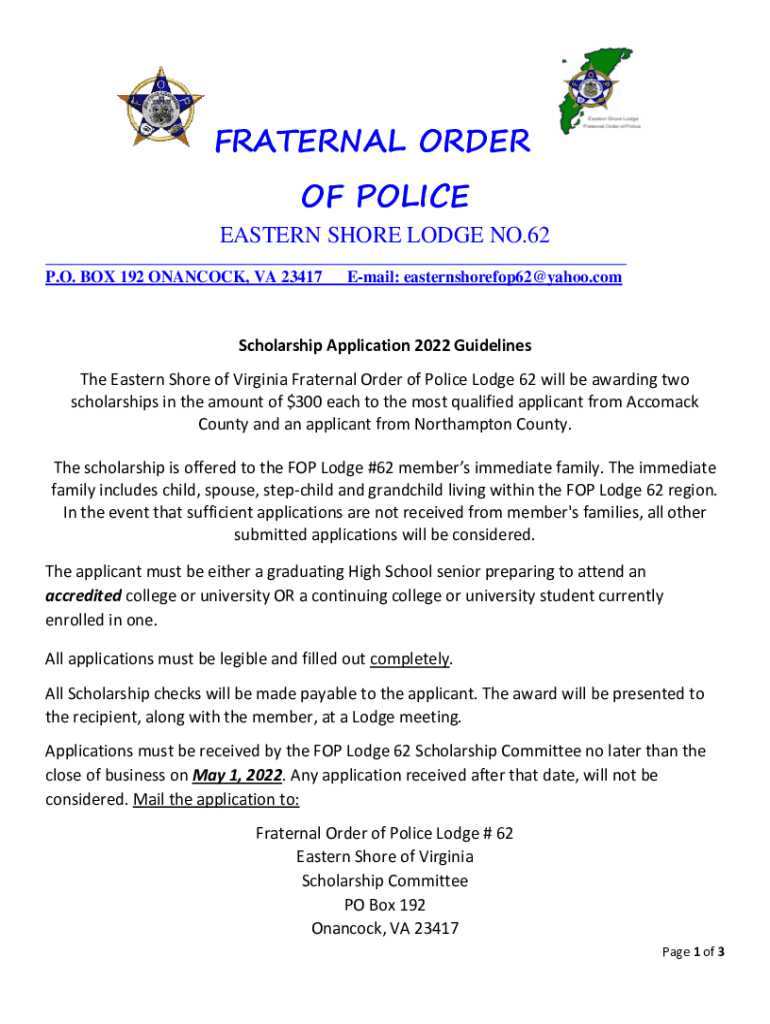 Fillable Online ahs accomack k12 va Fraternal Order of Police ...