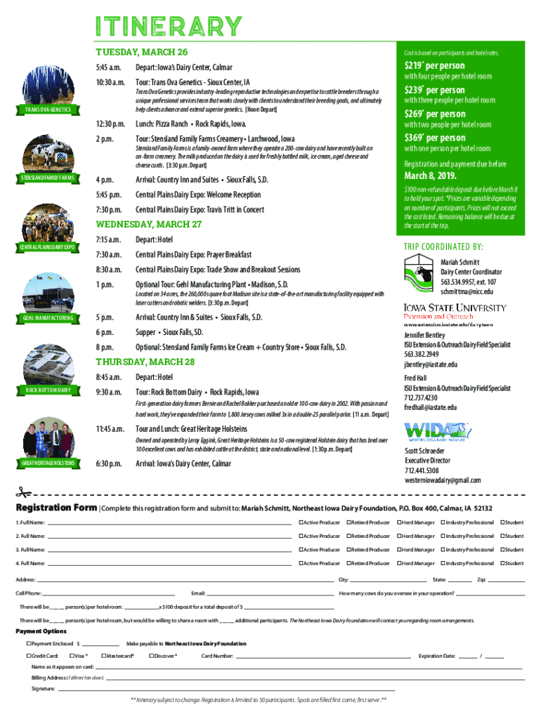 Fillable Online ITINERARY Fax Email Print - pdfFiller