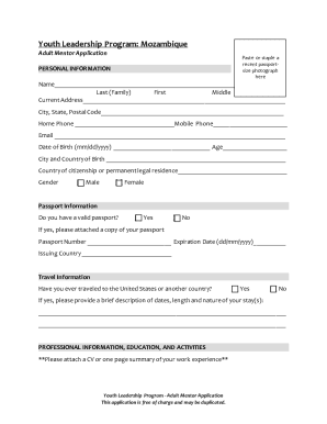 Fillable Online Youth Leadership Program Fax Email Print - pdfFiller