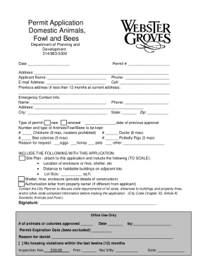 Fillable Online Application - Chicken or Duck Keeping Permit Fax Email ...