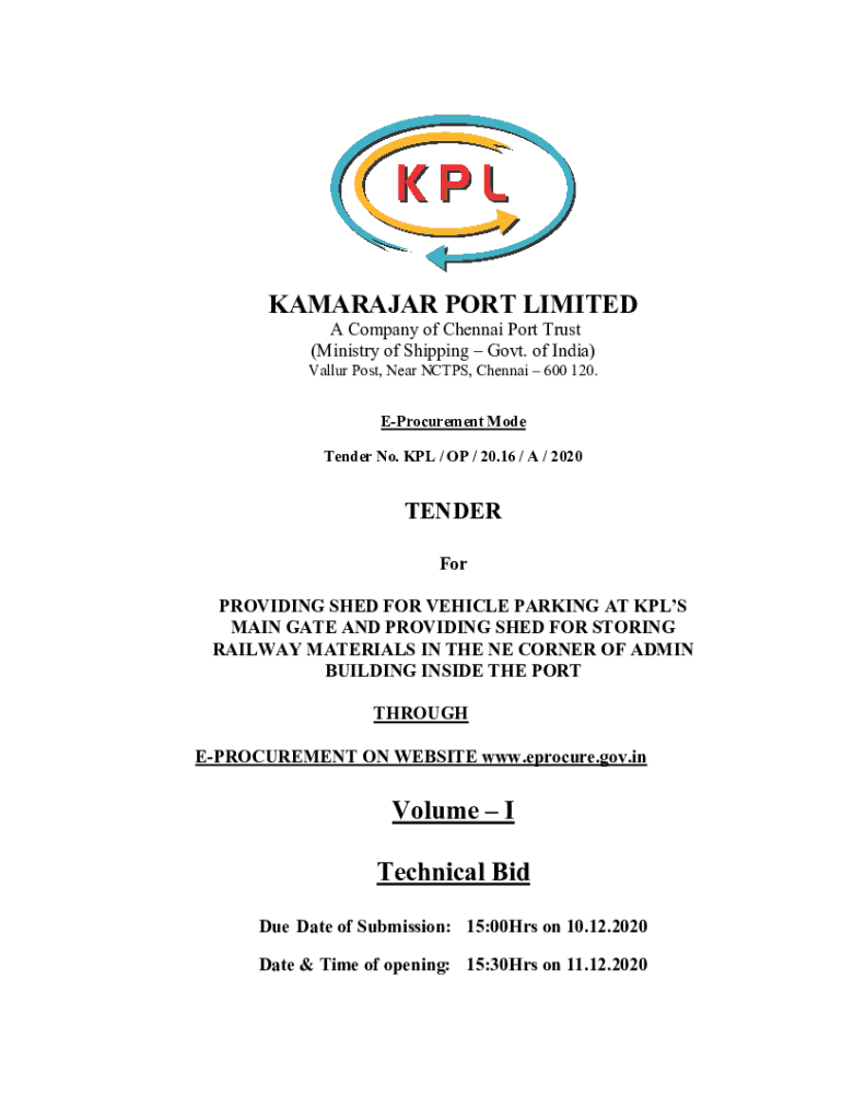 Fillable Online ennoreport nic Kamarajar Port Limited Fax Email Print ...