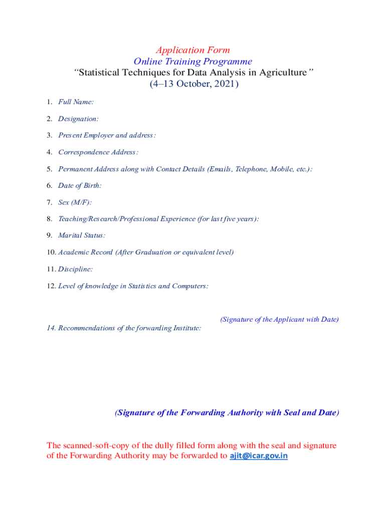 Fillable Online Application Form - iasri - ICAR Fax Email Print - pdfFiller