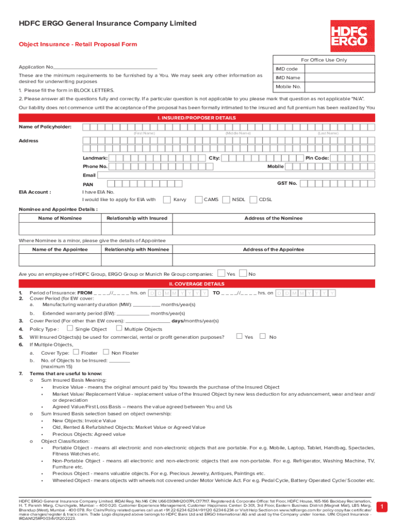 Fillable Online HDFC ERGO General Insurance - IRDAI Fax Email Print ...