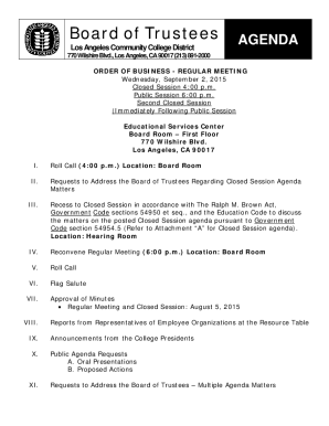 Fillable Online Board of Trustees AGENDA ADDENDUM Fax Email Print - pdfFiller