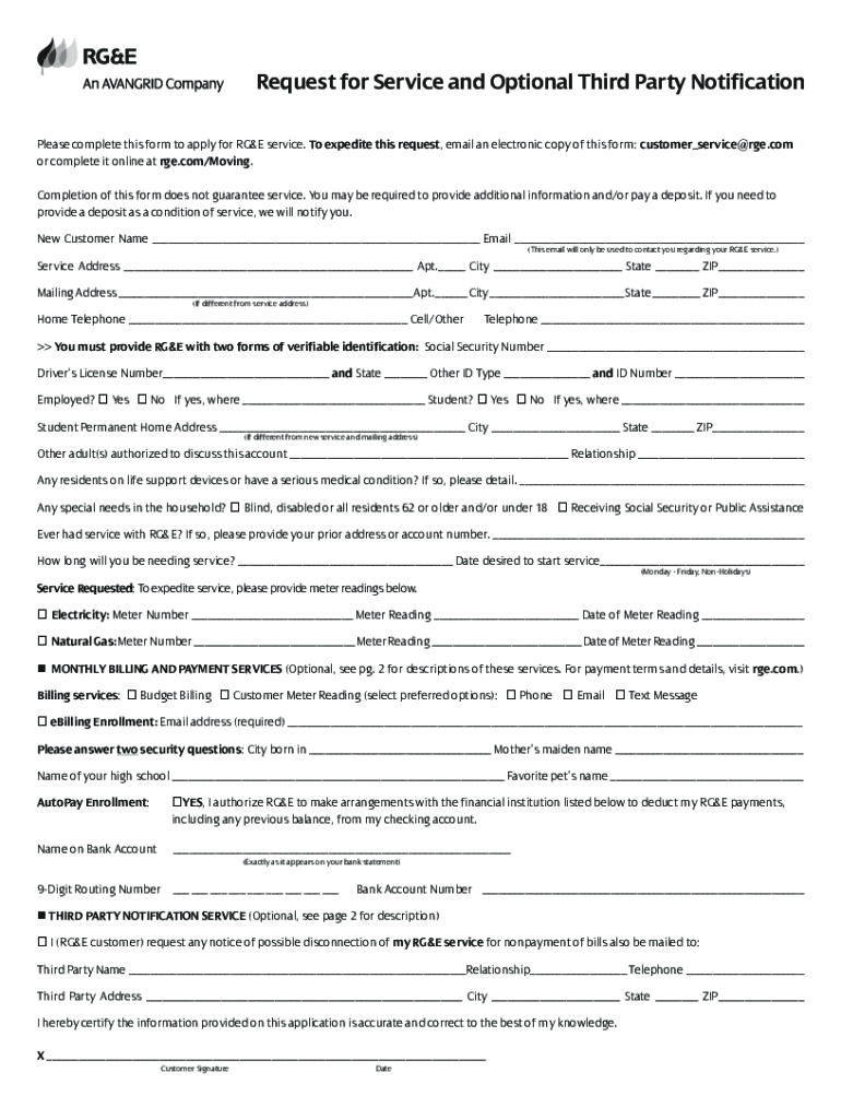 Fillable Online Request for Service and Optional Third Party Notification - RGE Fax Email Print ...