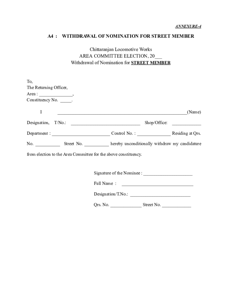 Fillable Online a1 : nomination form for street member Fax Email Print - pdfFiller