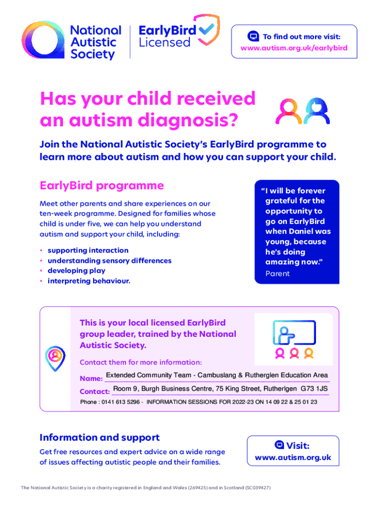 Fillable Online Has your child received an autism diagnosis? Fax Email ...