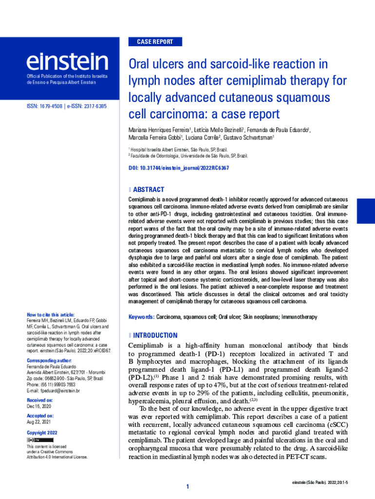 Fillable Online Oral ulcers and sarcoid-like reaction in lymph nodes ... Fillable Online Oral ulcers and sarcoid-like reaction in lymph nodes ...