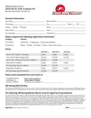 Fillable Online Youth Race in Annual Just Tri Triathlon on Sunday Fax ...