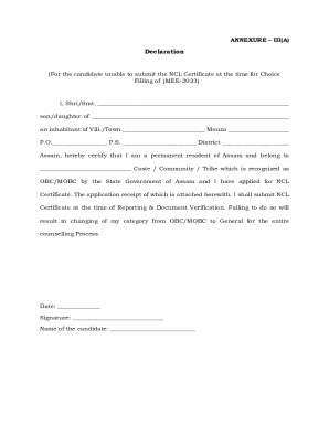 Fillable Online annexure iii - DTE Fax Email Print - pdfFiller