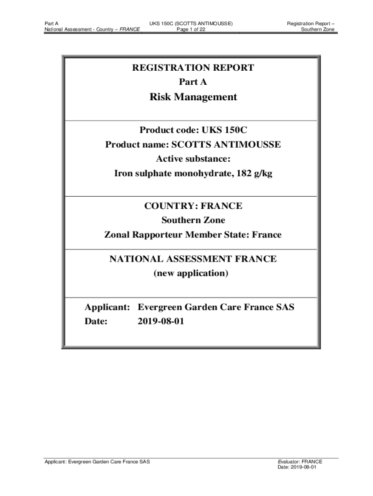 Fillable Online Registration Report Part A - Anses Fax Email Print - pdfFiller