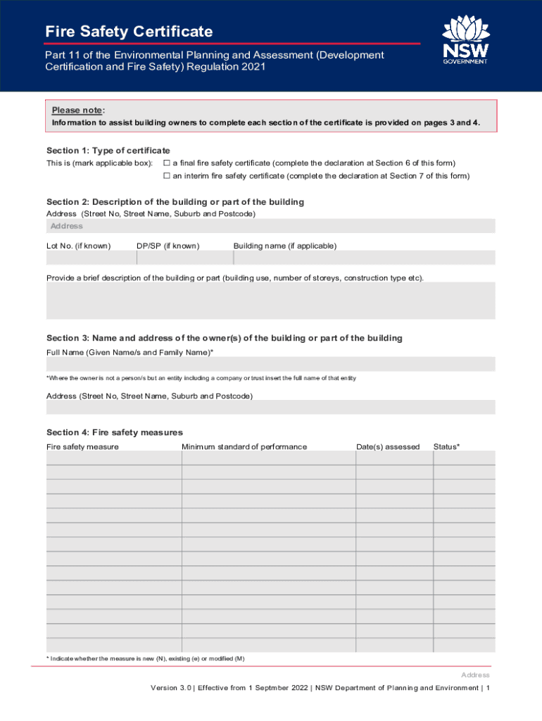 Fillable Online Fire Safety Certificate - Lachlan Shire Council - NSW ...