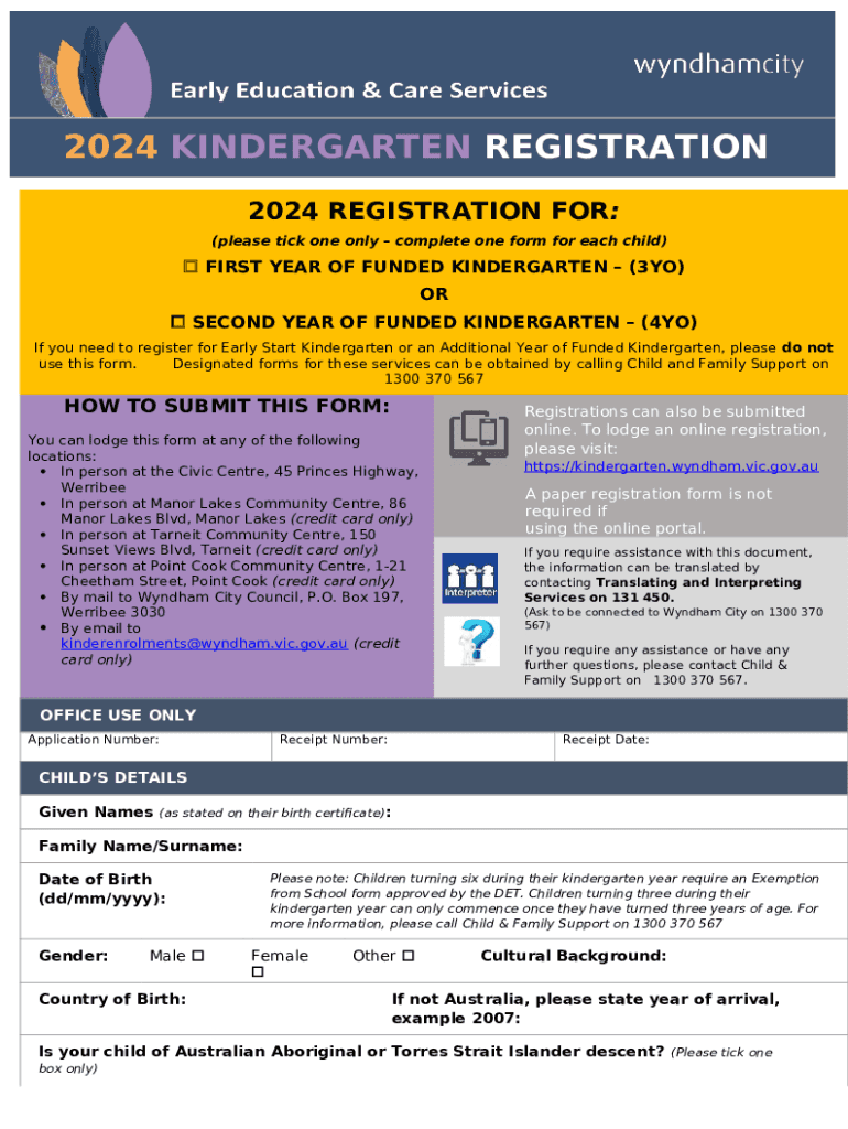 2024 kindergarten registration ... Doc Template | pdfFiller