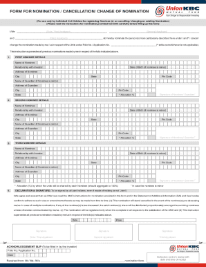 Fillable Online form for nomination / cancellation / change of ... Fax ...