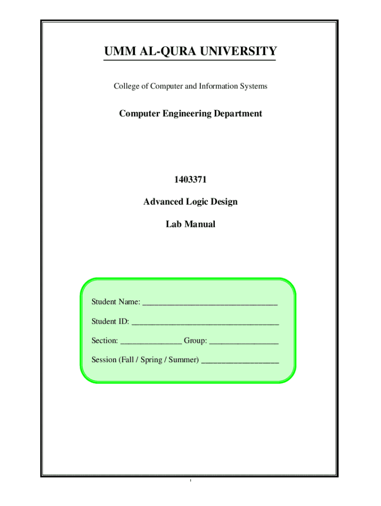 Fillable Online drive uqu edu EEL3701 DIGITAL LOGIC LAB - UF ECE ...