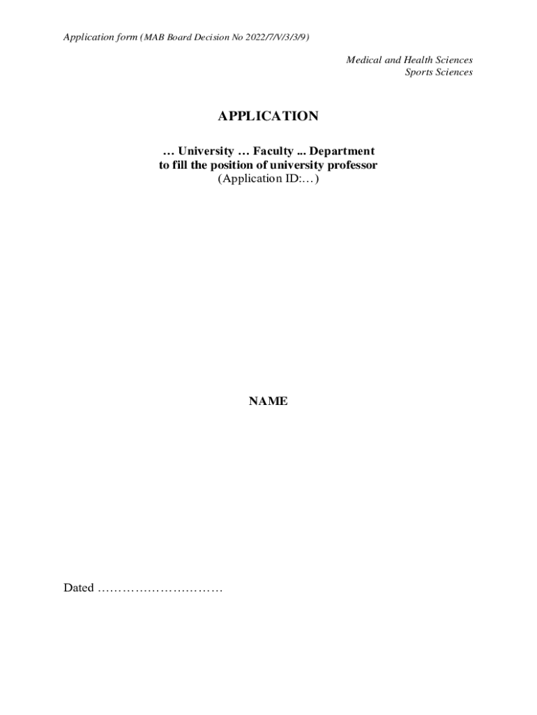 Fillable Online Application form (MAB Board Decision No 2022/7/V/3/3/9 ...