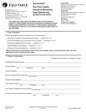 Fillable Online Accumulator One-Time Transfer, Change of Allocations ...