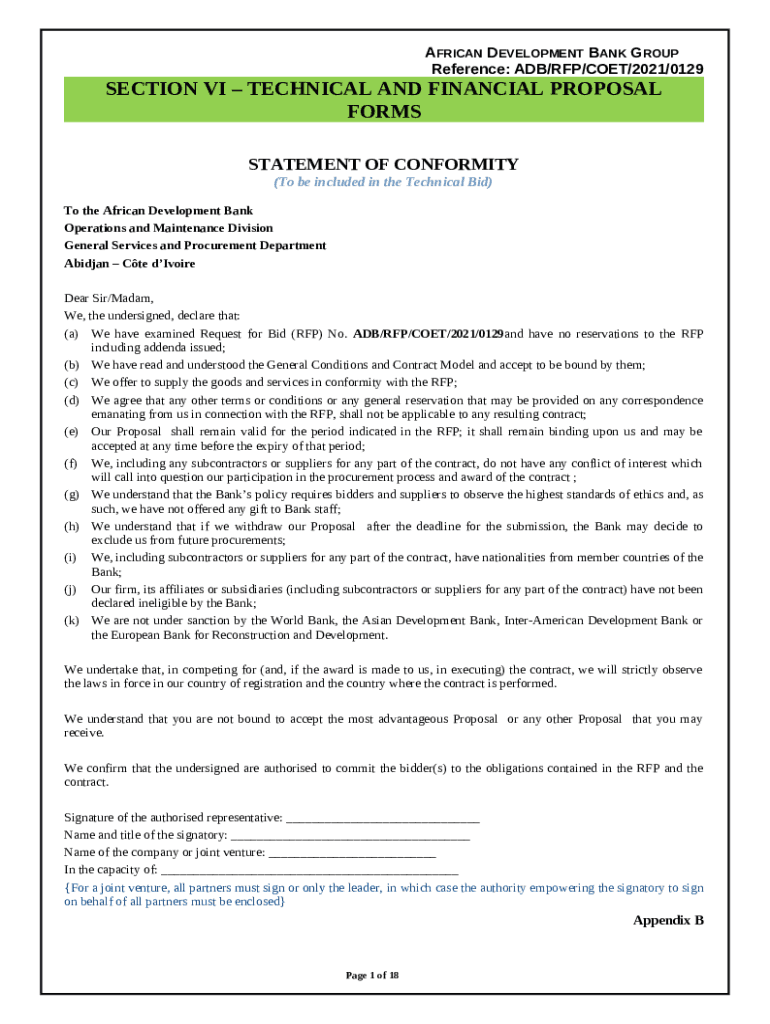 SECTION VI - TECHNICAL AND FINANCIAL PROPOSALS Doc Template | pdfFiller