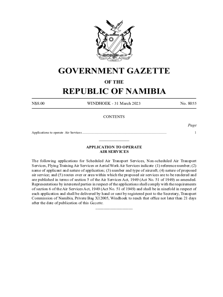 Fillable Online Commission of Namibia, Private Bag X12005, Windhoek to ...