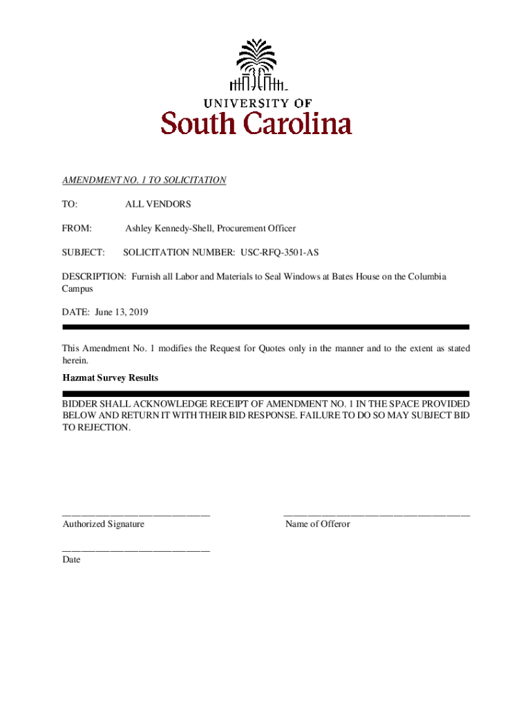 Fillable Online AMENDMENT NO. 1 TO SOLICITATION TO Fax Email Print - pdfFiller