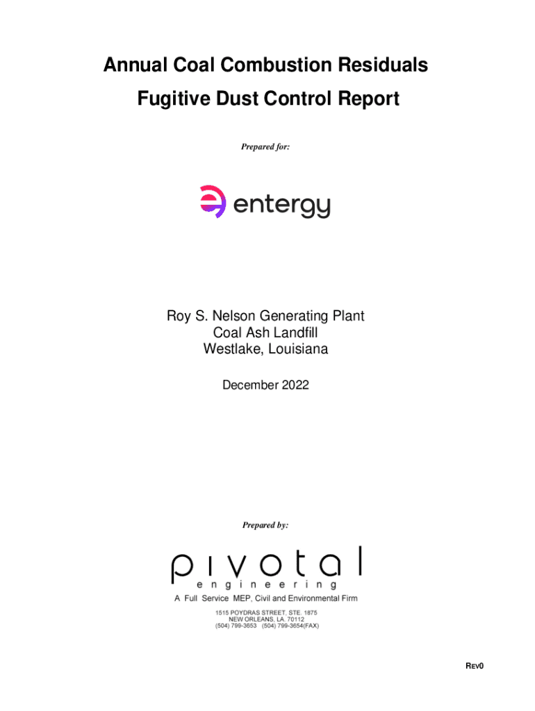 Fillable Online Annual Coal Combustion Residuals Fugitive Dust Control ...